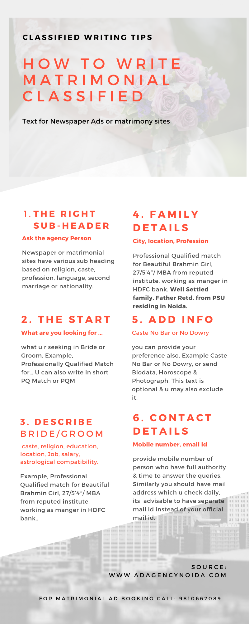 How to Write Matrimonial Ads for Newspapers / Websites